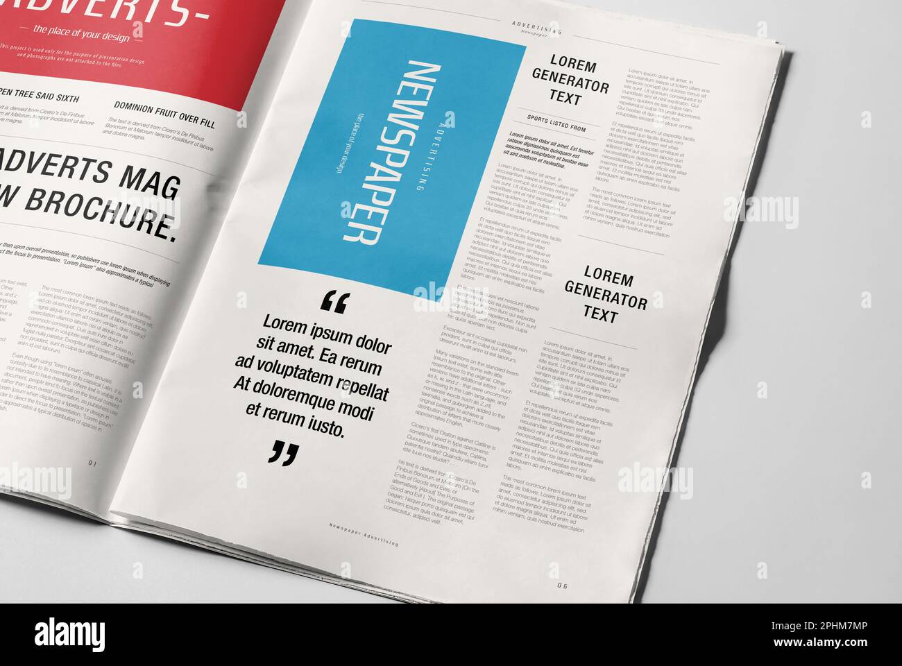 Newspaper Advertising Banner on Magazine, Brochure Mockup 3D Rendering ...