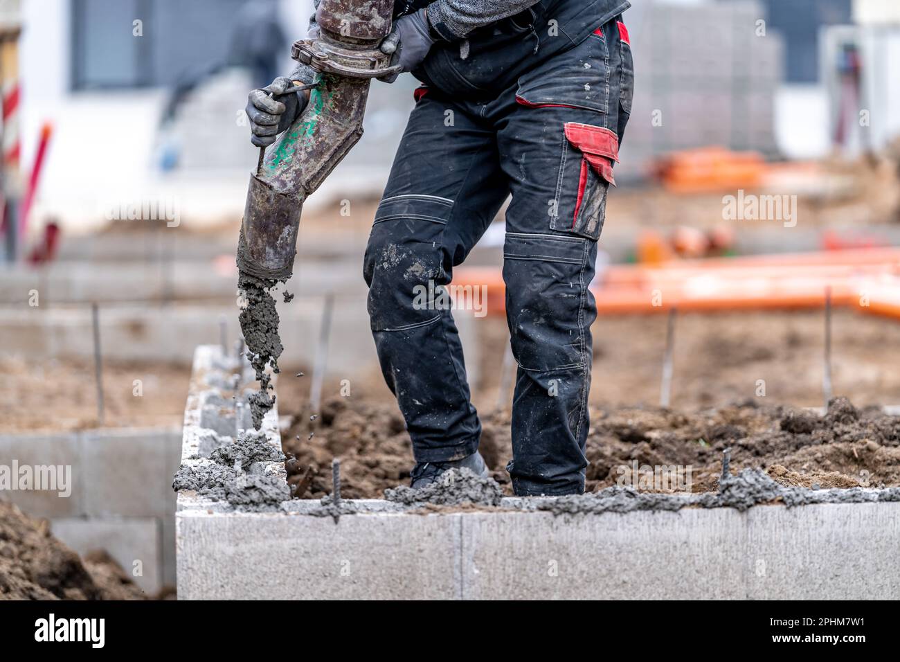 concreting the foundation of the house from the lost formwork ...