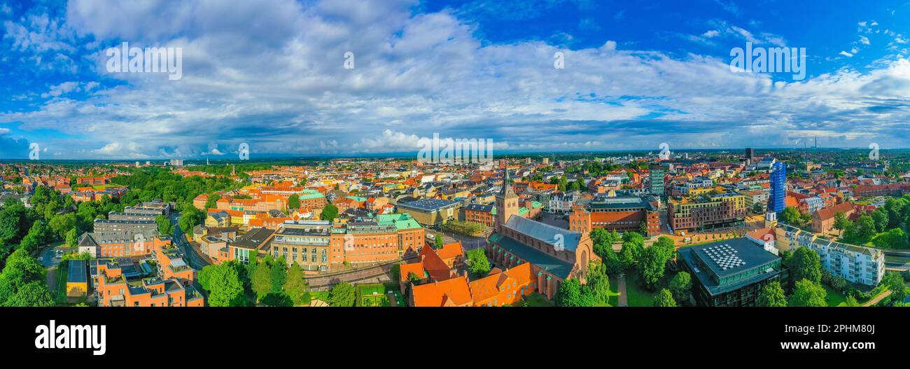Panorama view of St. Canute's Cathedral in Danish town Odense Stock ...