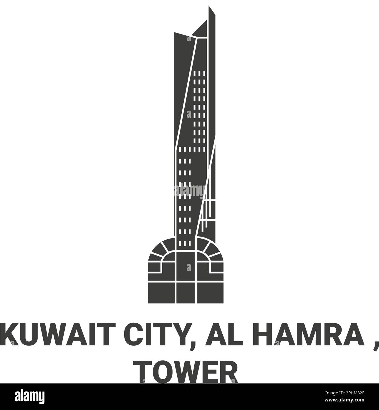 Kuwait City, Al Hamra , Tower travel landmark vector illustration Stock ...