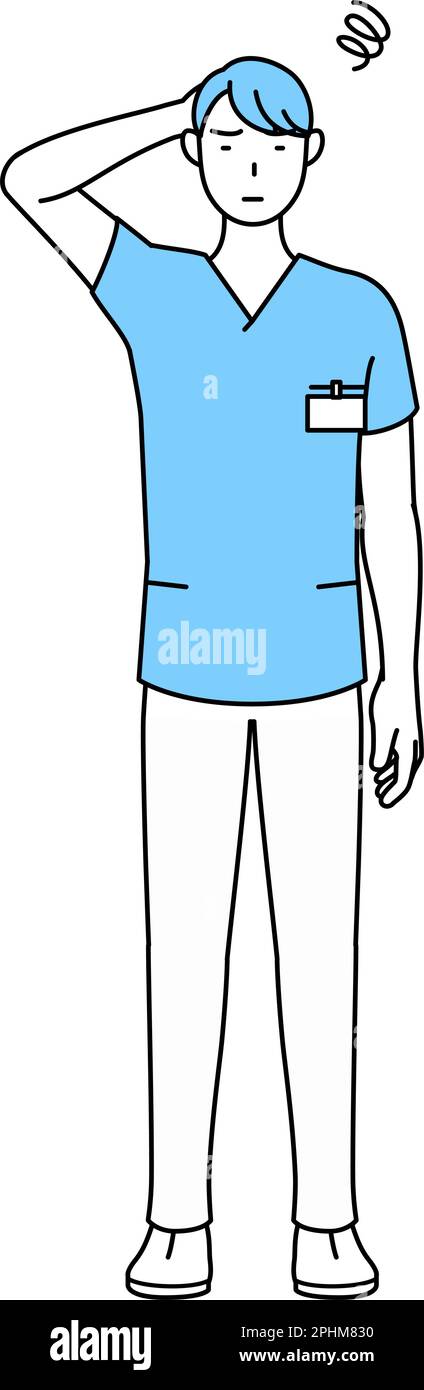 Depressed young man nurse Stock Vector Images - Alamy
