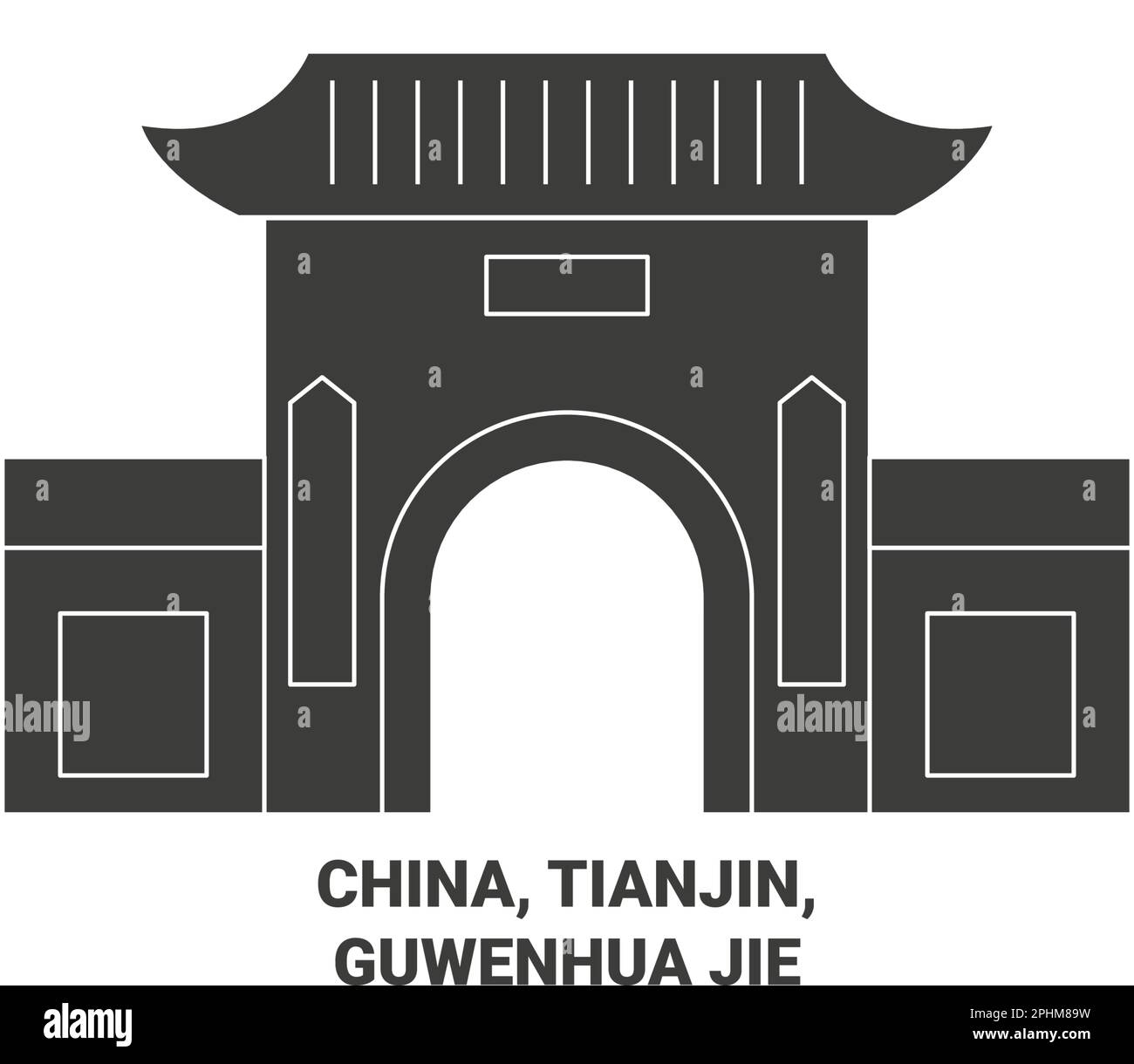 China, Tianjin, Guwenhua Jie travel landmark vector illustration Stock ...
