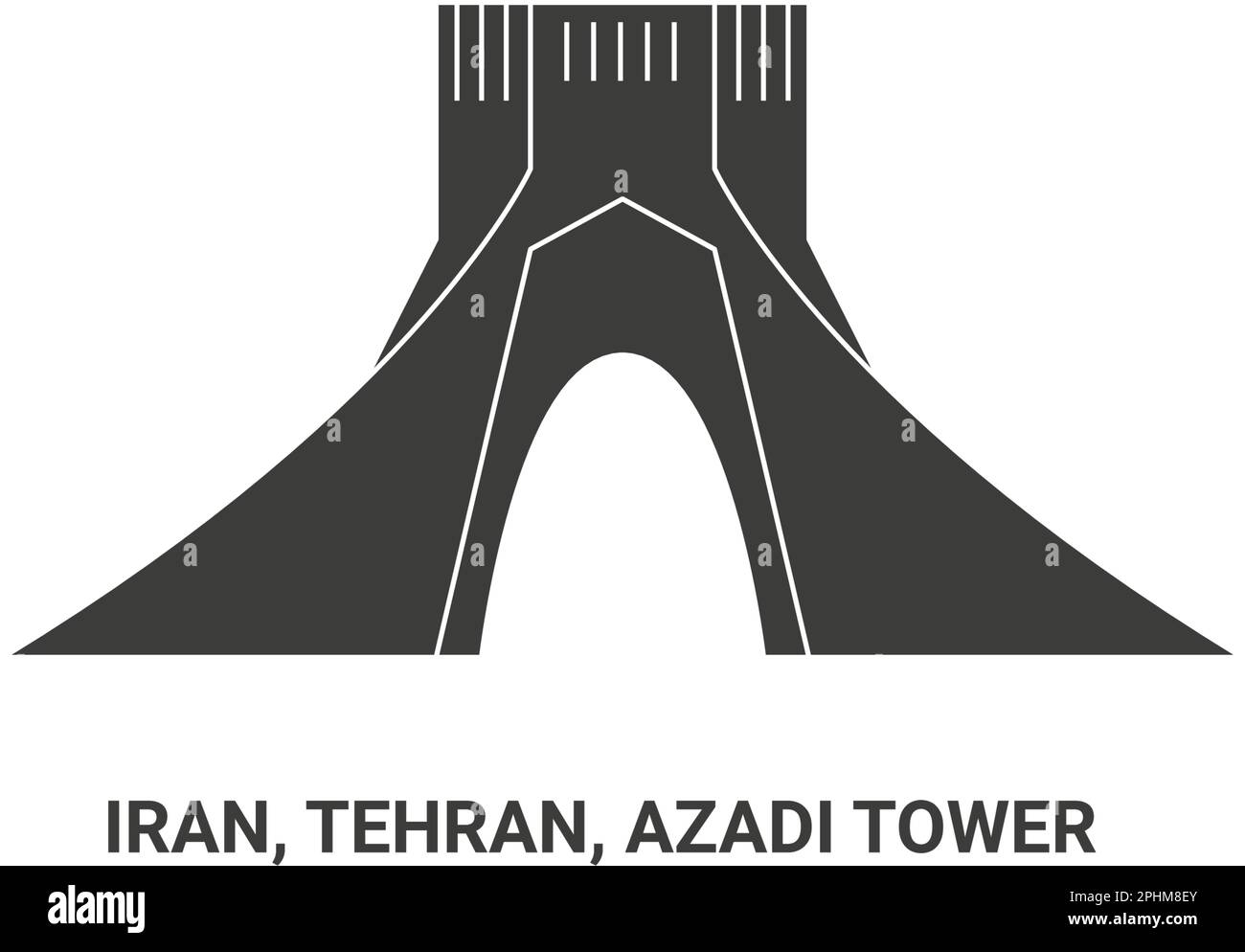 Iran, Tehran, Azadi Tower, travel landmark vector illustration Stock ...