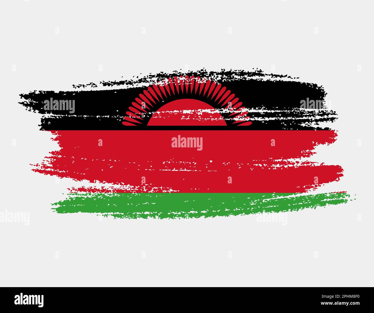 Artistic Grunge Brush Flag Of Malawi Isolated On White Background