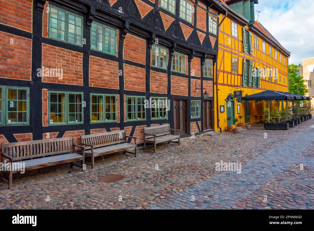Medieval street in the old town of Odense, Denmark Stock Photo - Alamy