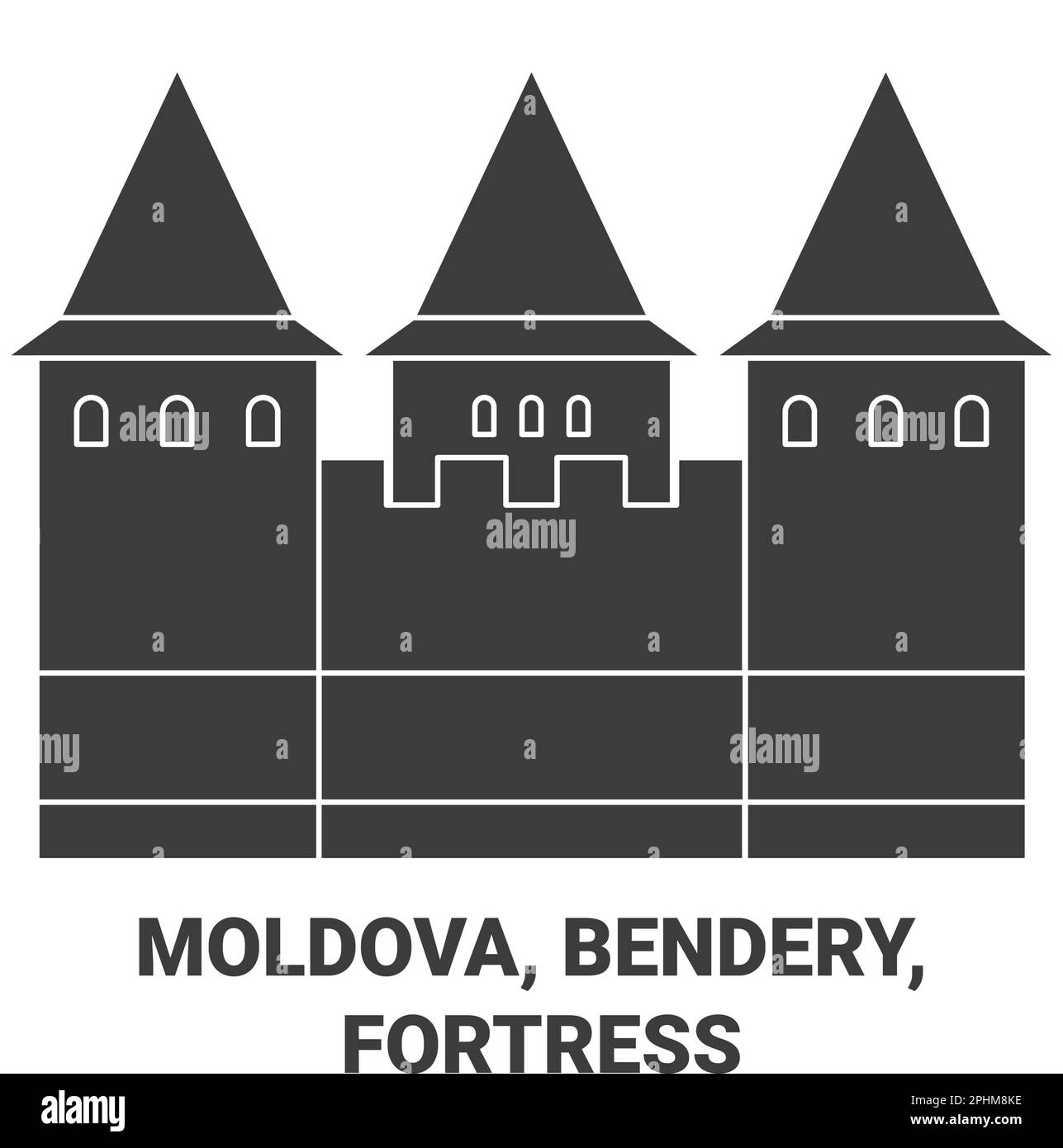 Moldova, Bendery, Fortress travel landmark vector illustration Stock ...