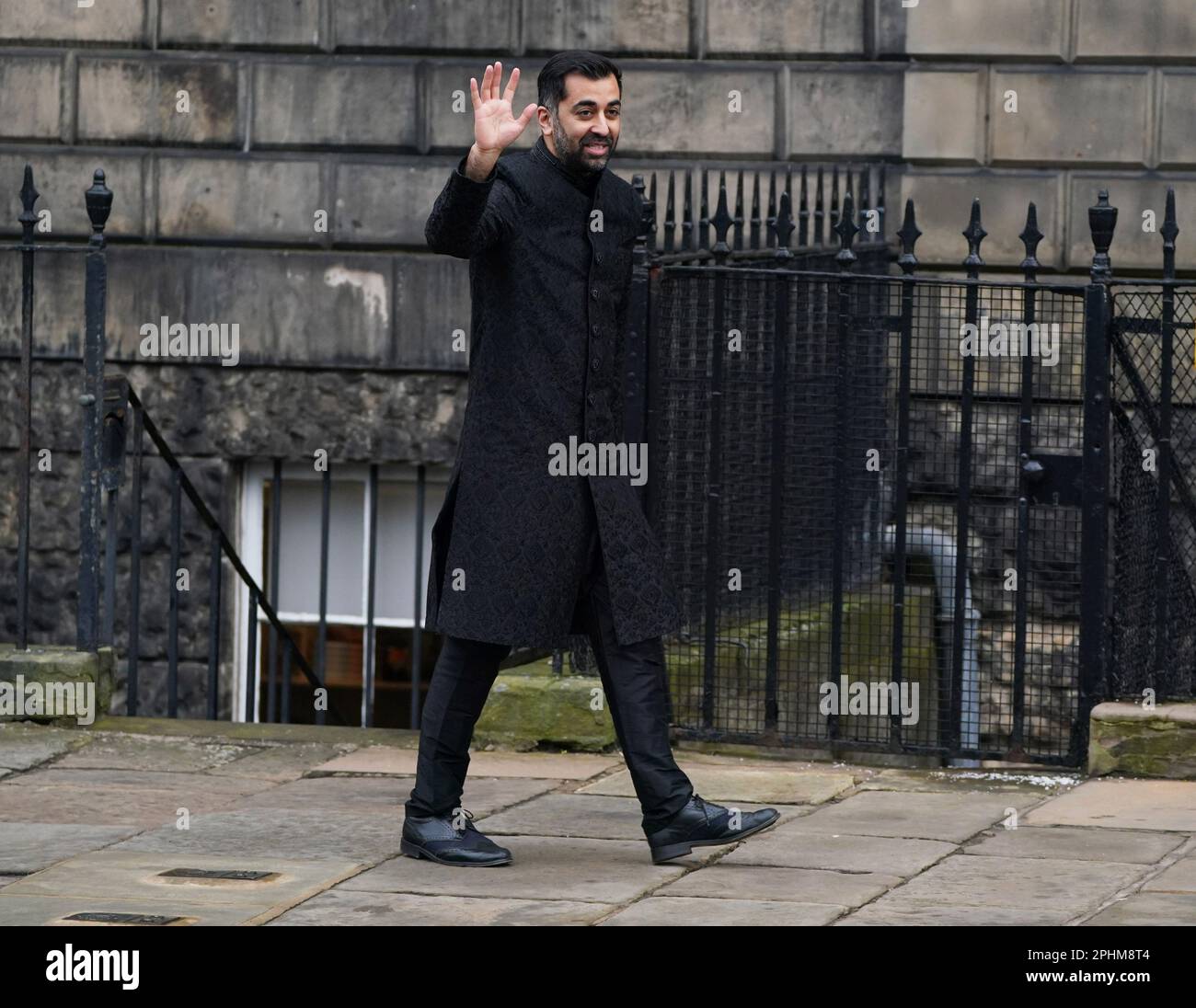 Humza Yousaf arriving at Bute House, Edinburgh, ahead of his first ...