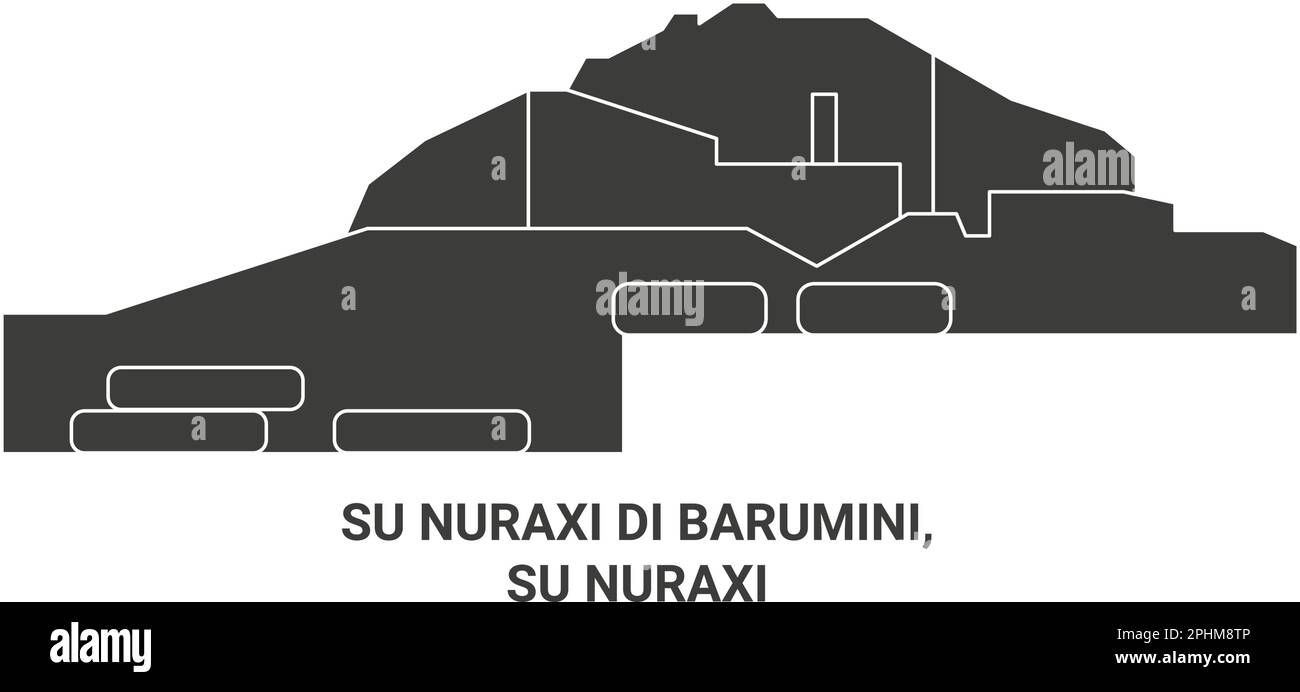 Italy, Su Nuraxi Di Barumini, Su Nuraxi travel landmark vector ...