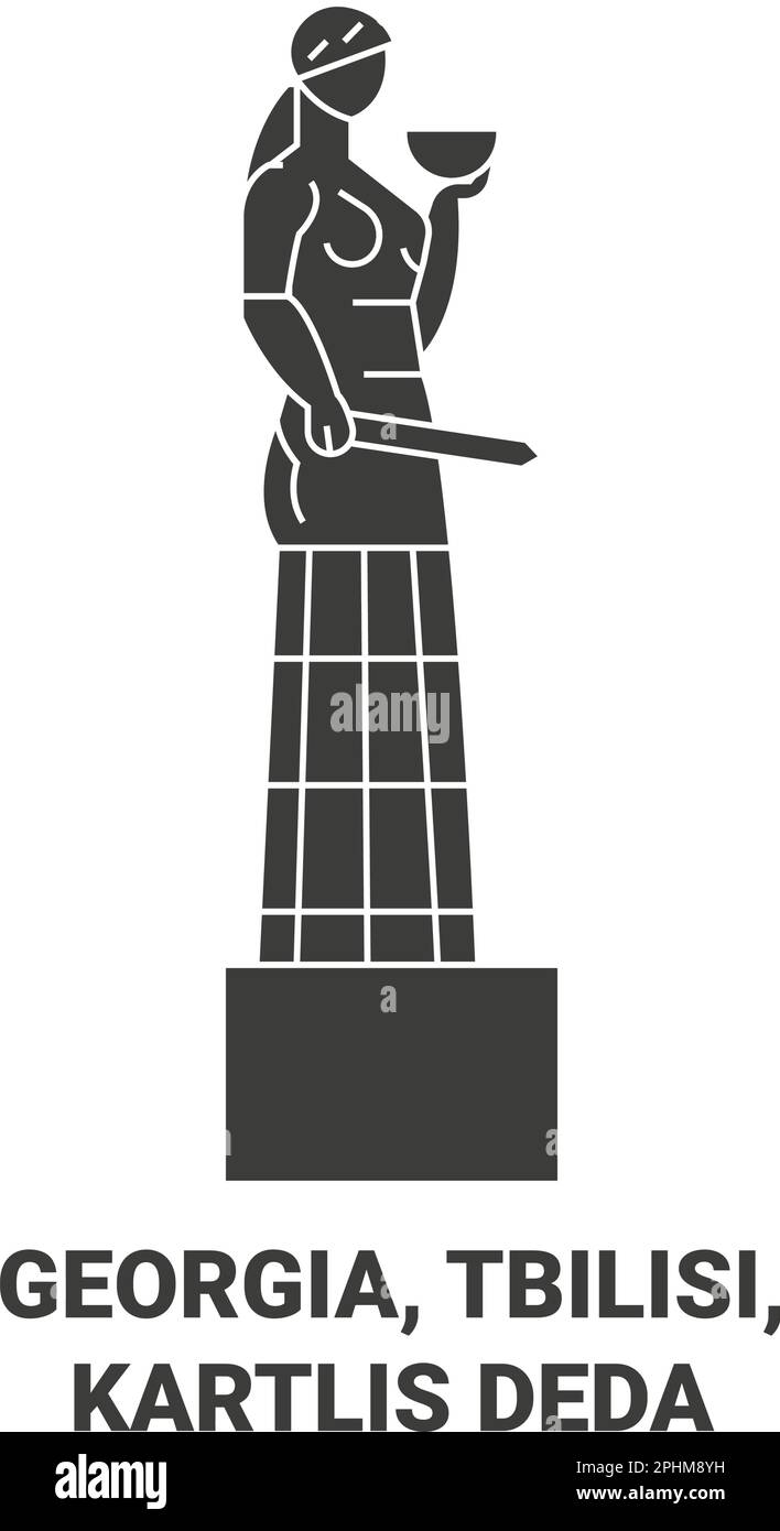 Georgia, Tbilisi, Kartlis Deda travel landmark vector illustration ...