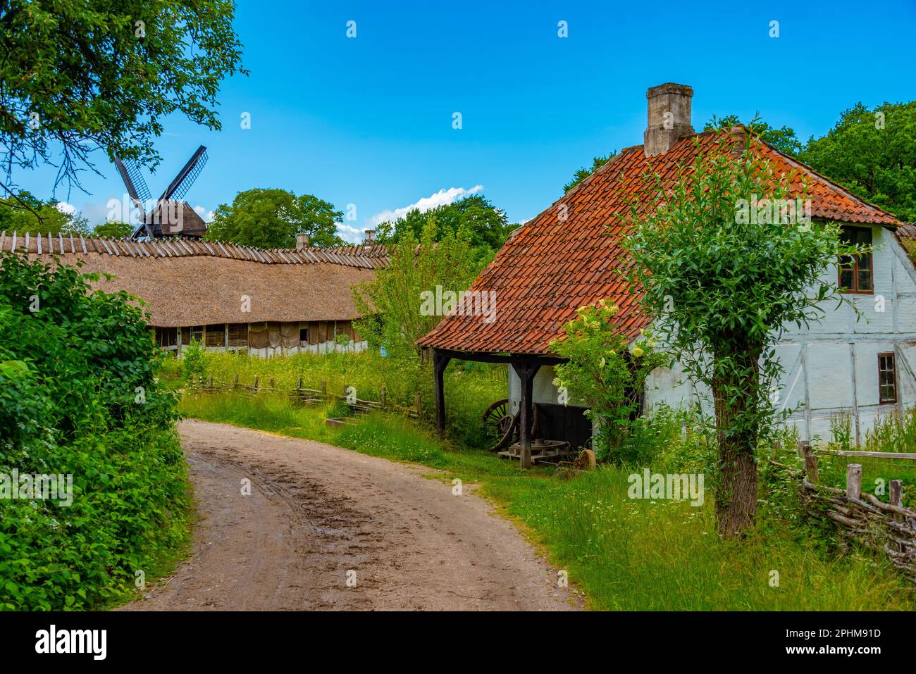 Den Fynske Landsby open-air museum with traditional Danish architecture ...