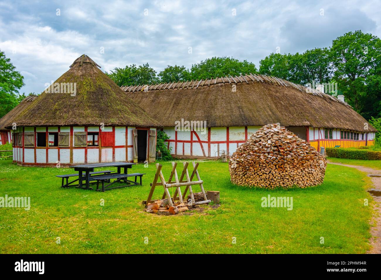Den Fynske Landsby open-air museum with traditional Danish architecture ...
