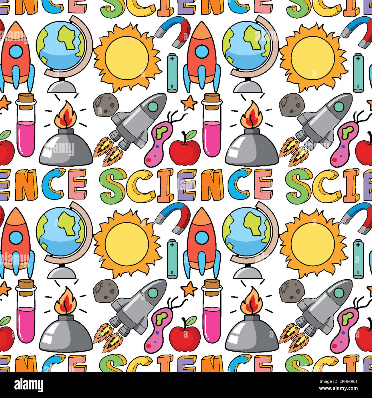Science Objects and Icons Seamless Pattern illustration Stock Vector ...