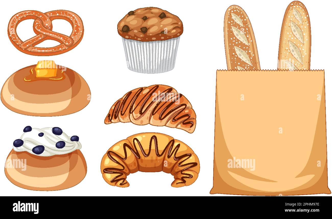 Set of bread and breakfast illustration Stock Vector Image & Art - Alamy