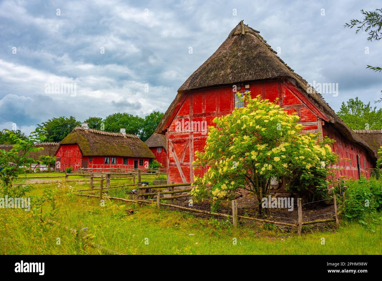 Den Fynske Landsby open-air museum with traditional Danish architecture ...