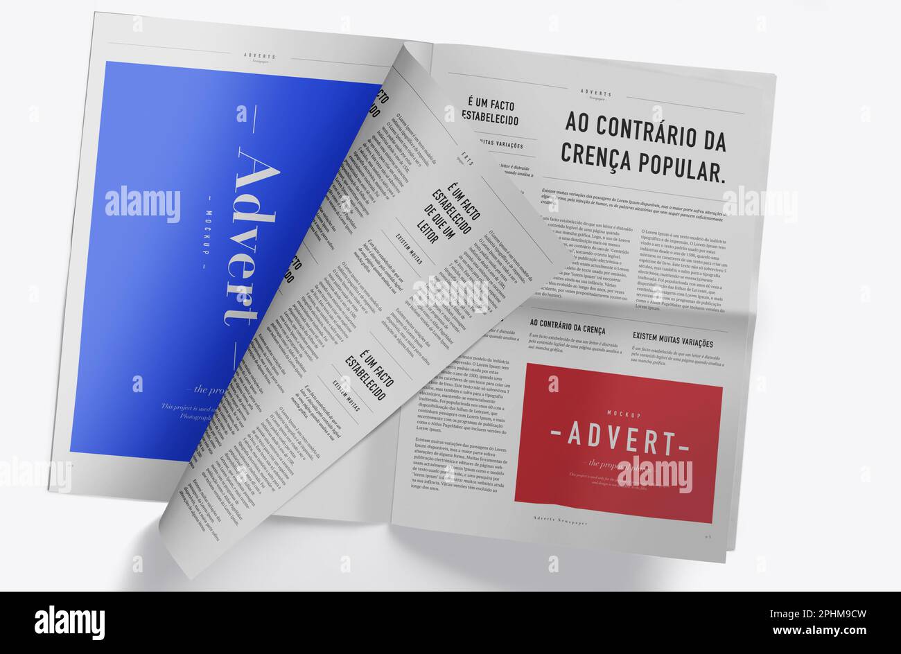 Newspaper Advertising Banner on Magazine, Brochure Mockup 3D Rendering ...