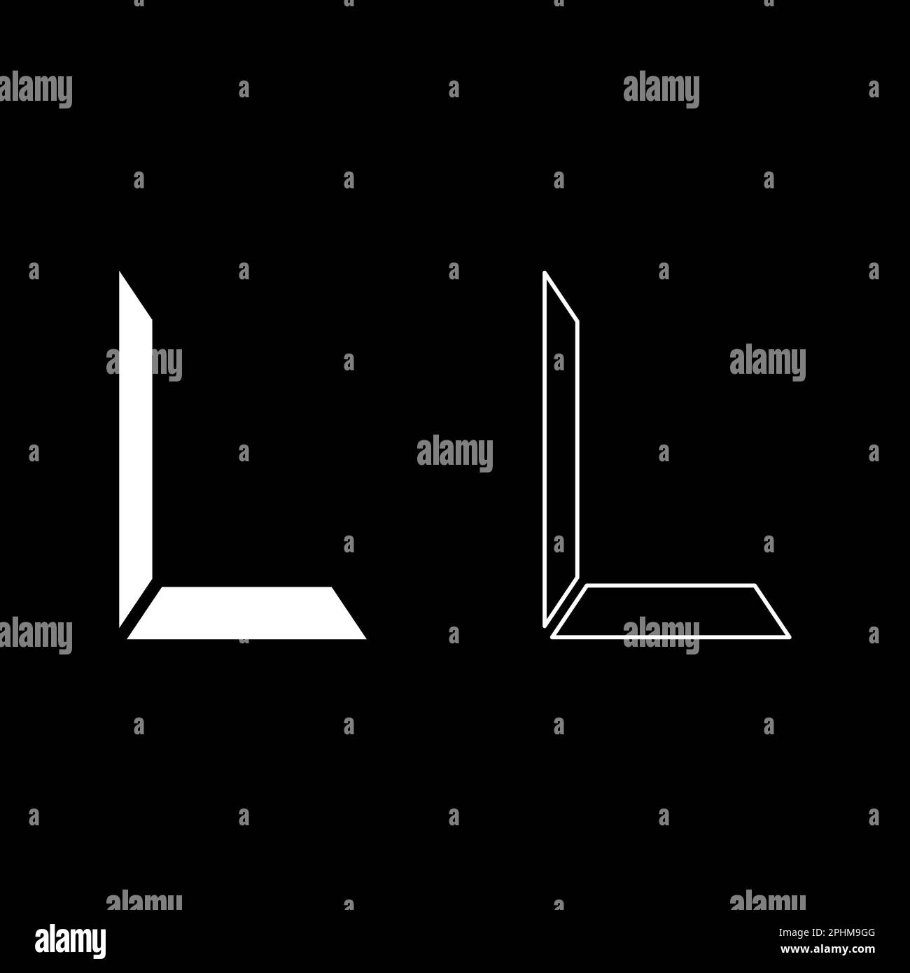 Part border for picture corner frame set icon white color vector ...