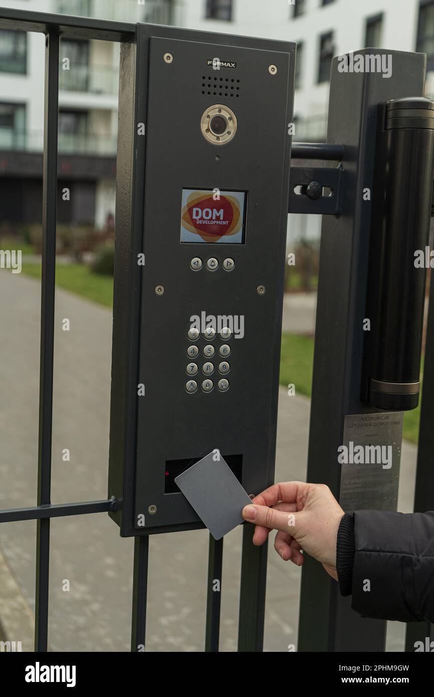 Secure Home System, Electronic Key Card, Intercom Keypad, Using Door ...