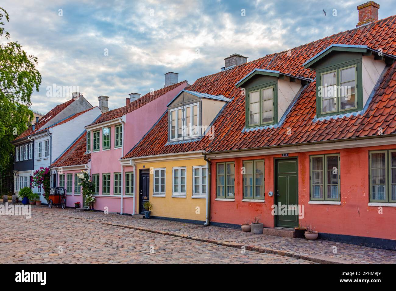 Colorful street in the center of Odense, Denmark Stock Photo - Alamy