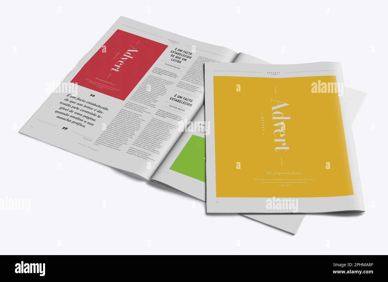 Newspaper Advertising Banner on Magazine, Brochure Mockup 3D Rendering ...