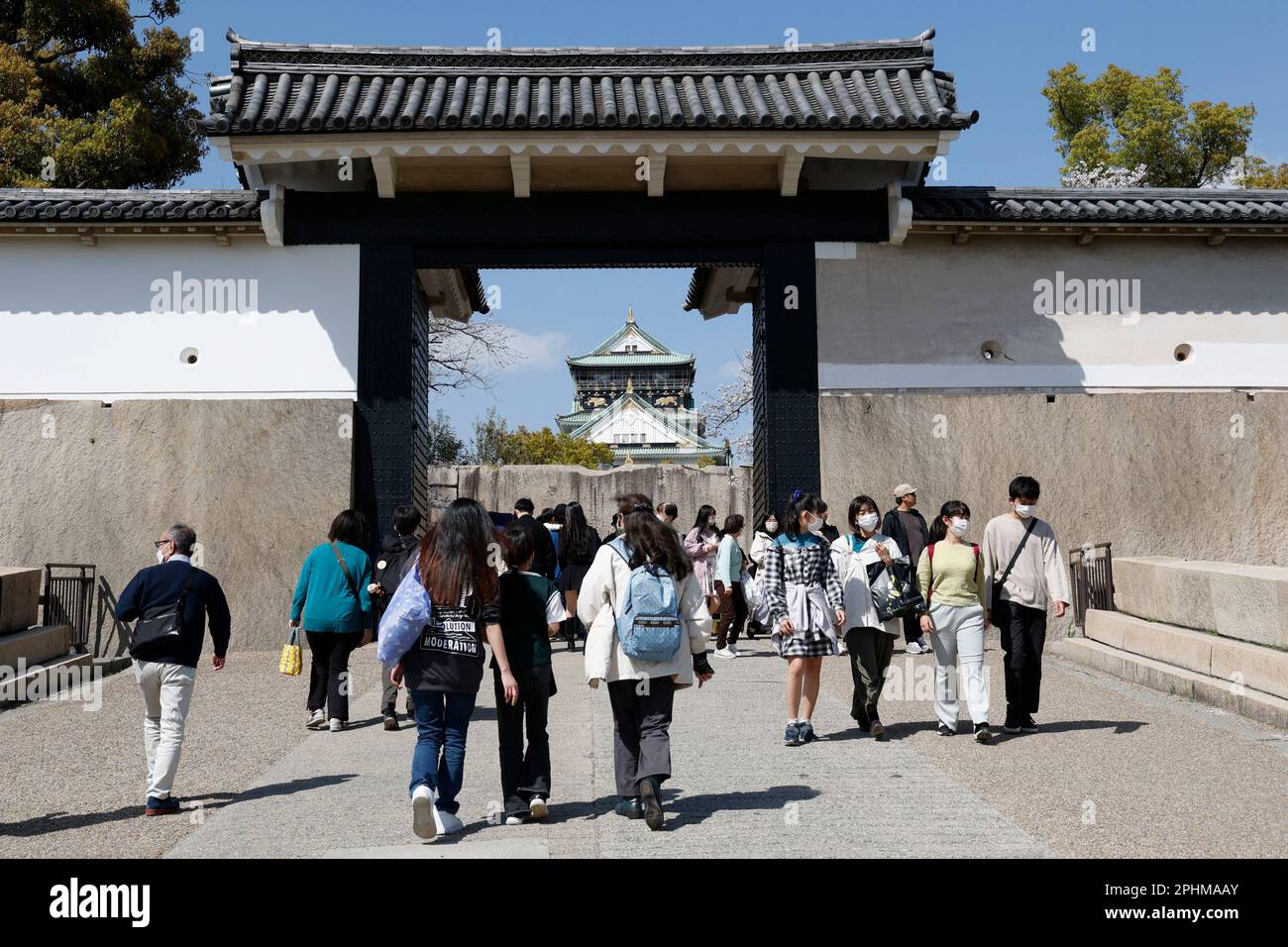 Osaka, Japan. March 28, 2023, People gather at Osaka Castle Park's ...
