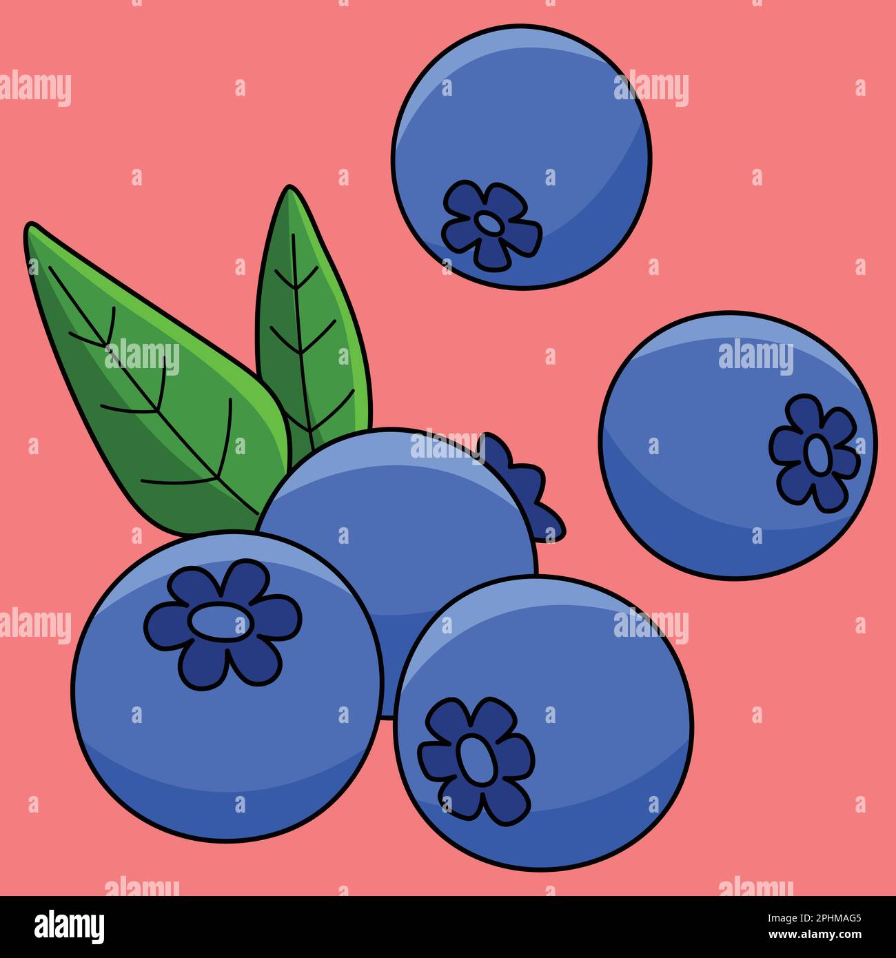 Blueberry Fruit Colored Cartoon Illustration Stock Vector Image & Art ...