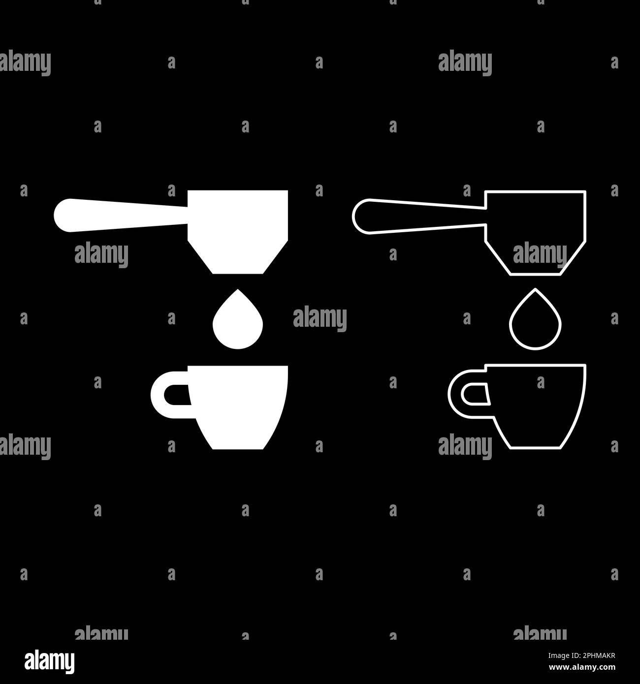 Coffee drop in cup filtering cuping portafilter drip set icon white ...