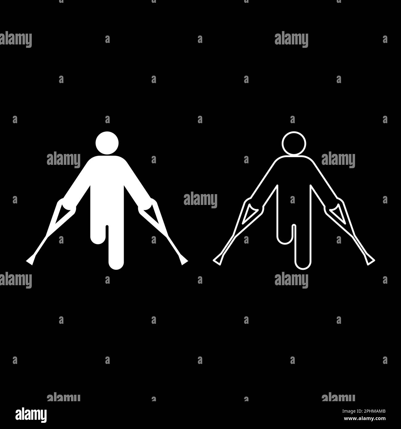 Man with broken leg crutch cane gypsum foot stick using sticks person ...