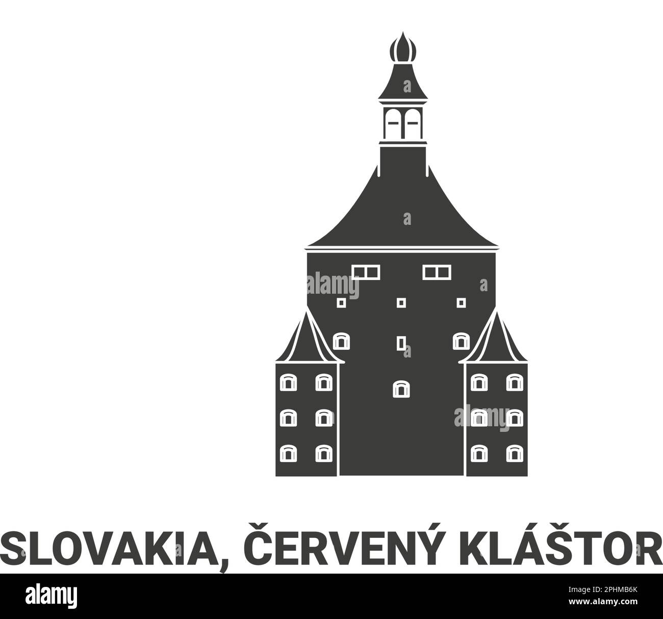 Slovakia, Cerveny Klastor travel landmark vector illustration Stock ...
