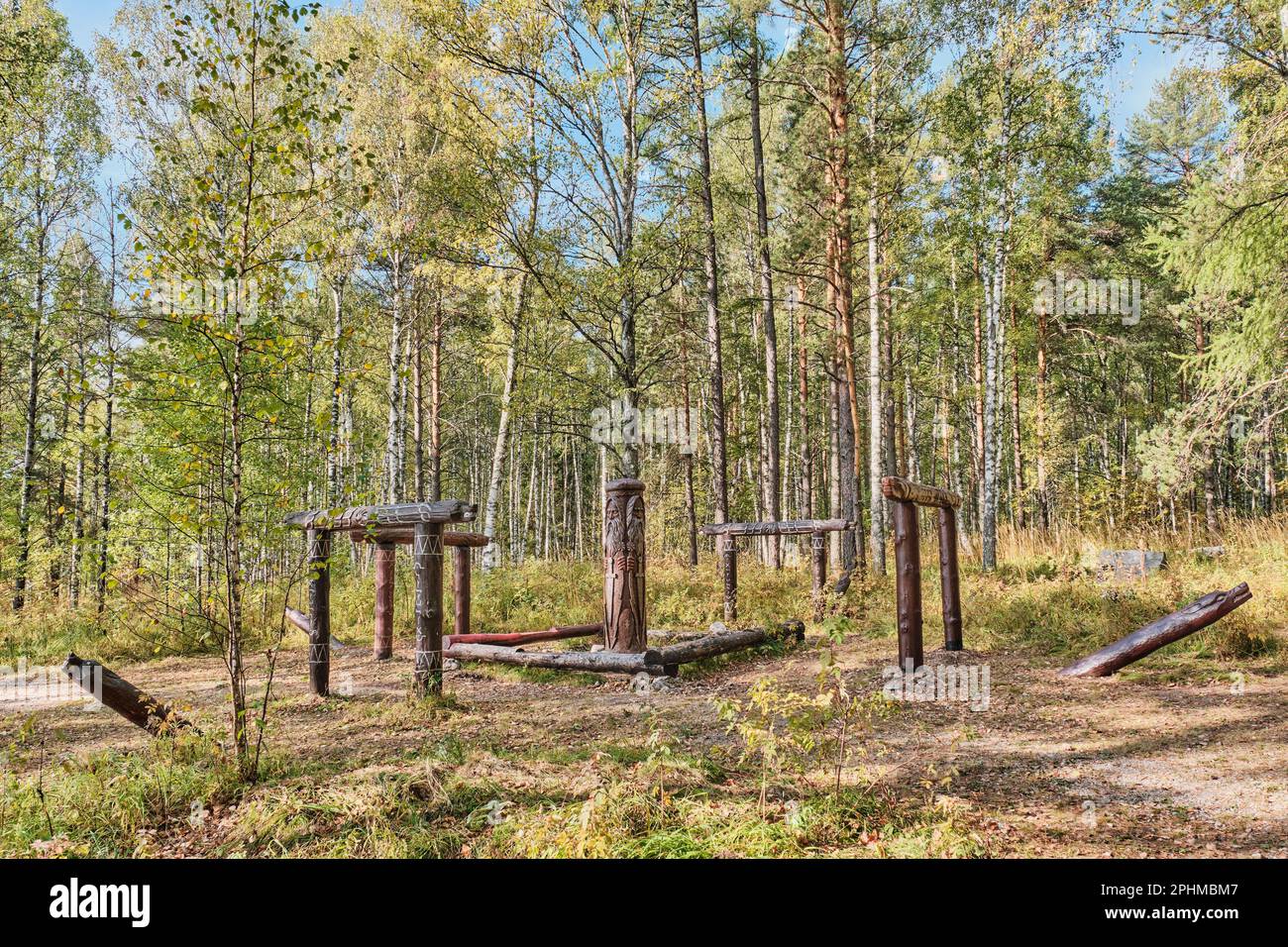Wooden the Slavic sanctuary dedicated to god Perun. Temple of Slavic ...