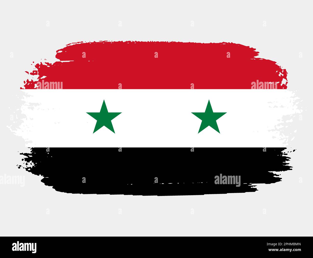 Artistic grunge brush flag of Syria isolated on white background ...