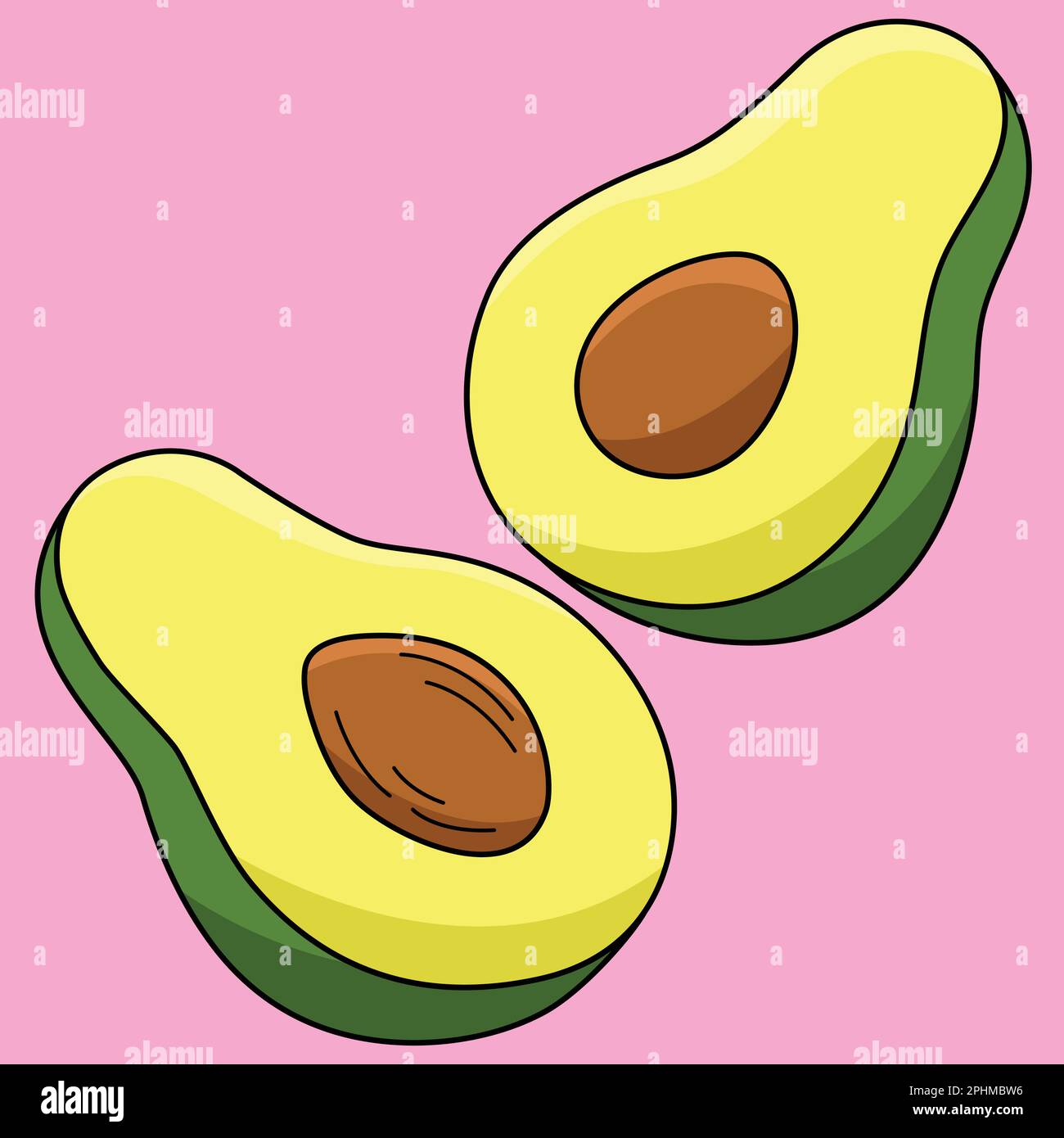 Half Avocado Fruit Colored Cartoon Illustration Stock Vector Image ...