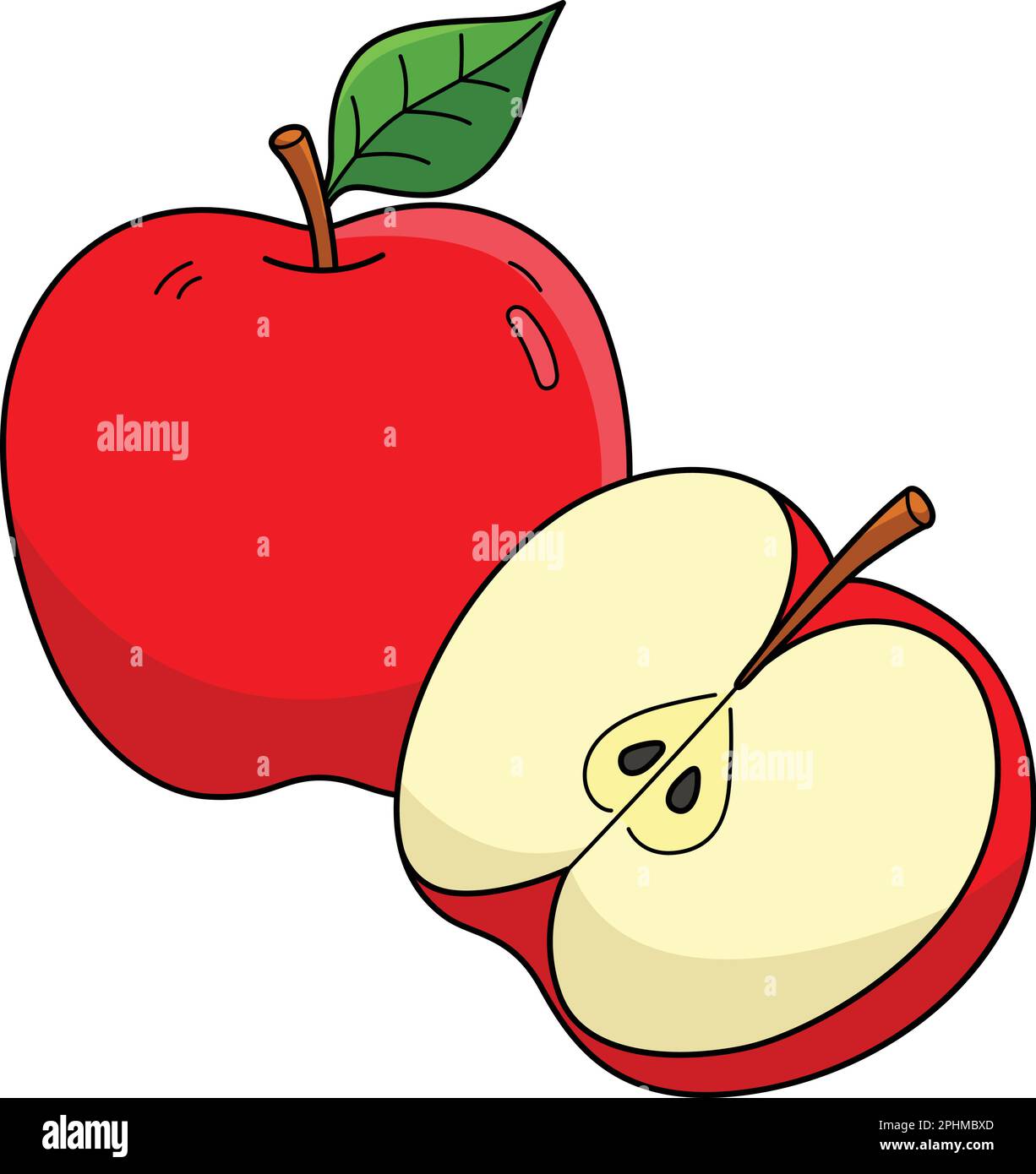 Apple Fruit Cartoon Colored Clipart Illustration Stock Vector Image ...