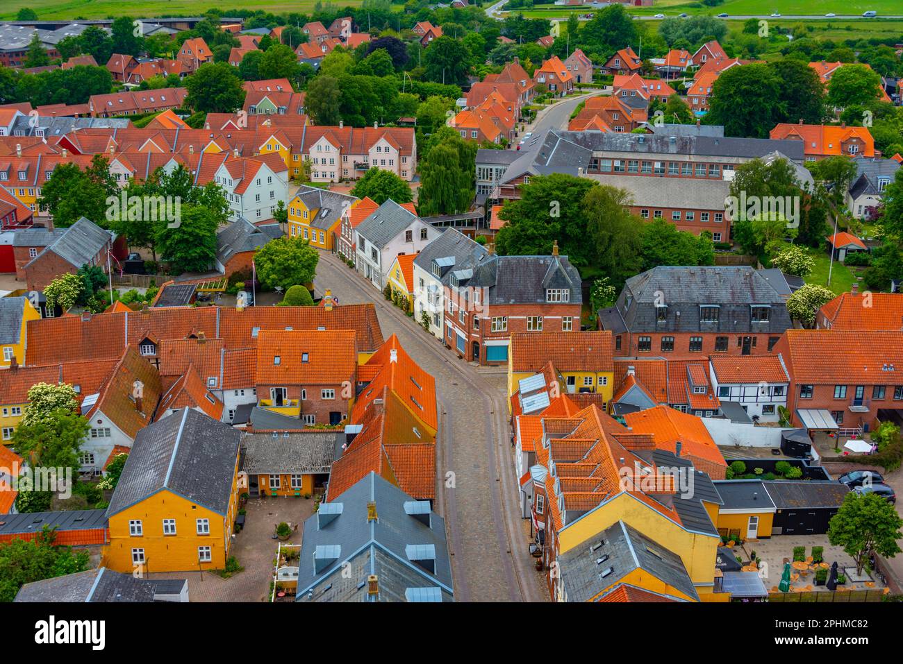Aerial view of Danish town Ribe Stock Photo - Alamy