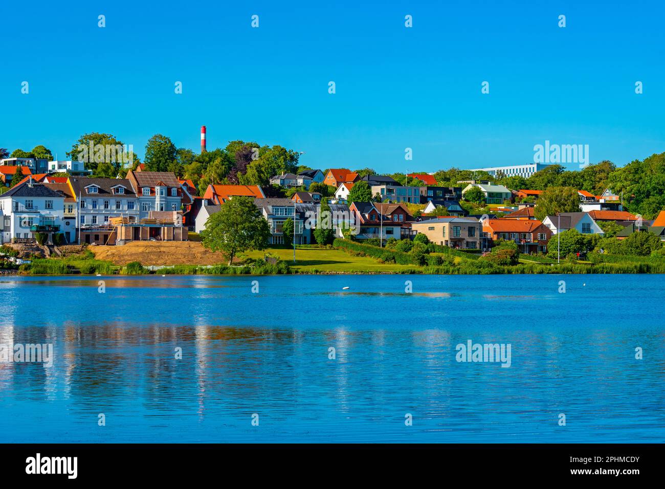 Villas on a shore of Kolding lake, Denmark Stock Photo - Alamy
