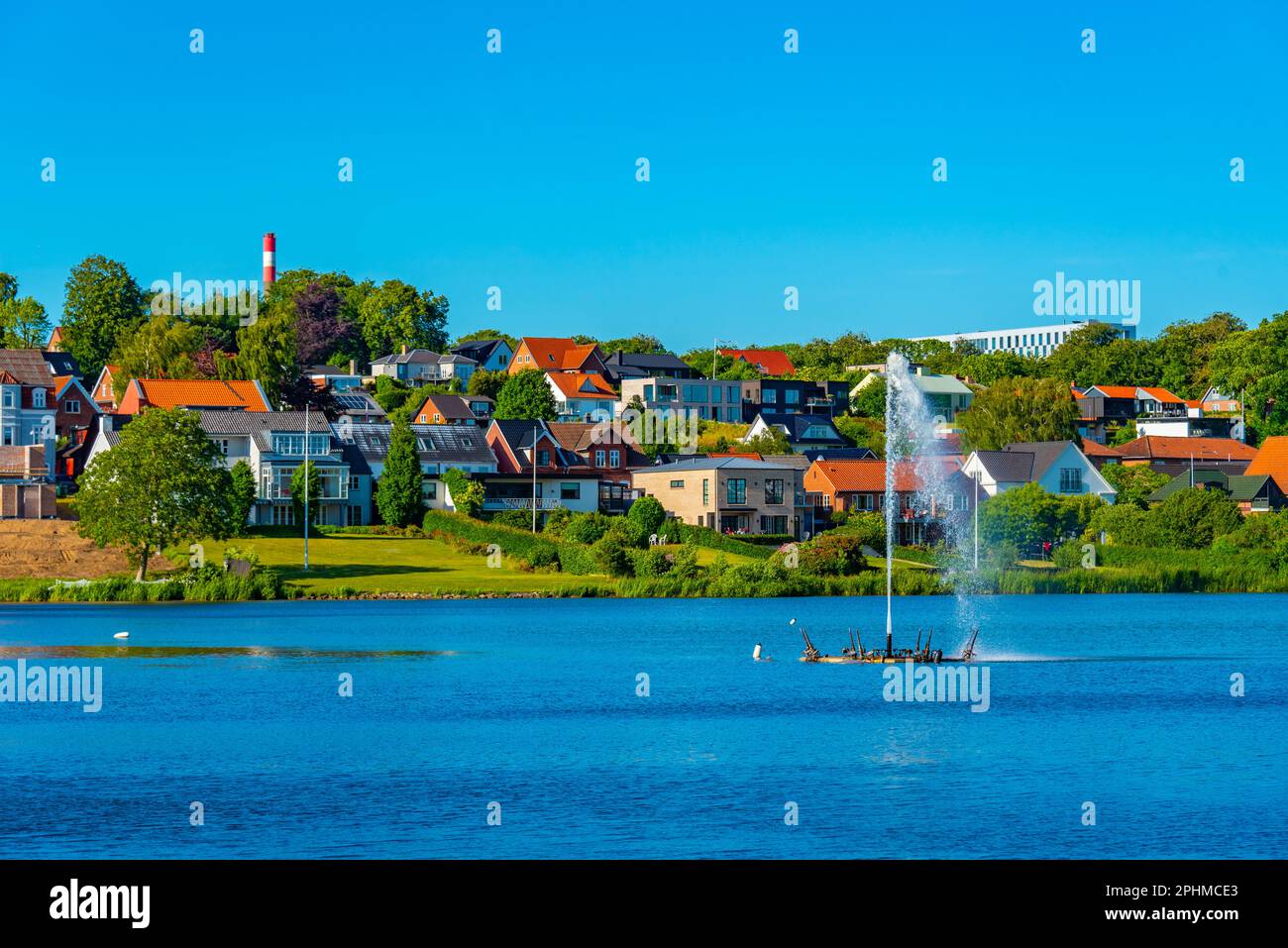 Villas on a shore of Kolding lake, Denmark Stock Photo - Alamy