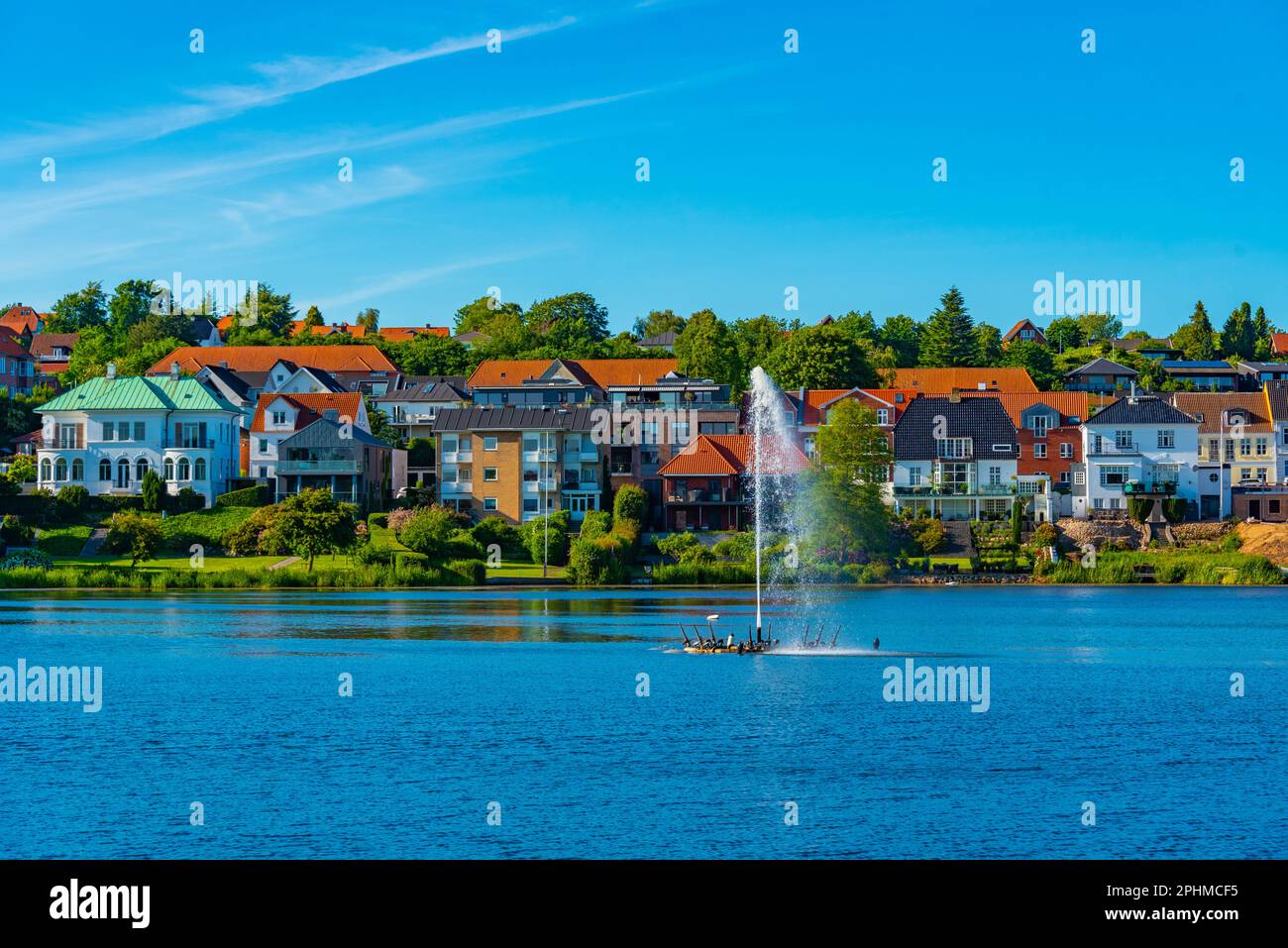 Villas on a shore of Kolding lake, Denmark Stock Photo - Alamy