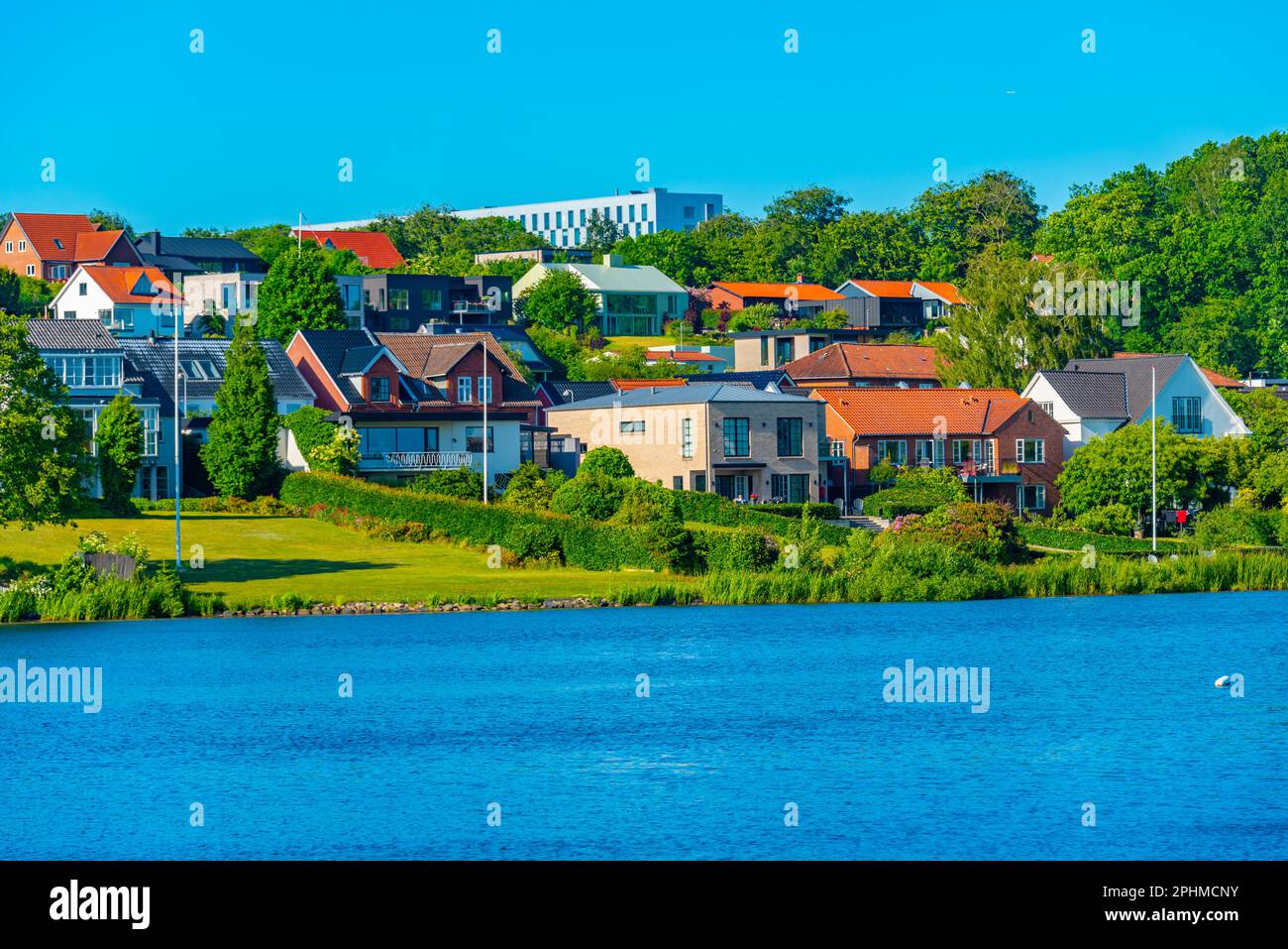 Villas on a shore of Kolding lake, Denmark Stock Photo - Alamy