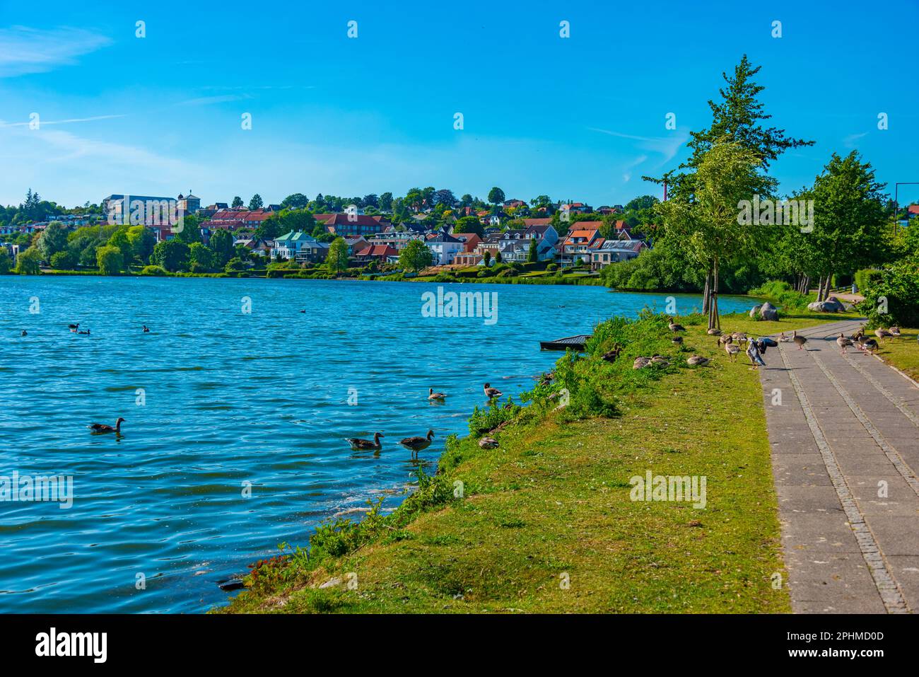 Villas on a shore of Kolding lake, Denmark Stock Photo - Alamy