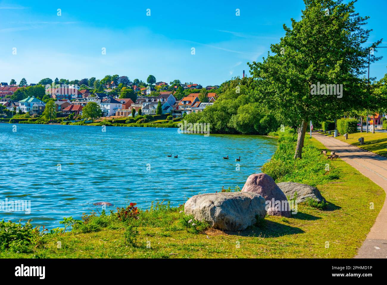 Villas on a shore of Kolding lake, Denmark Stock Photo - Alamy