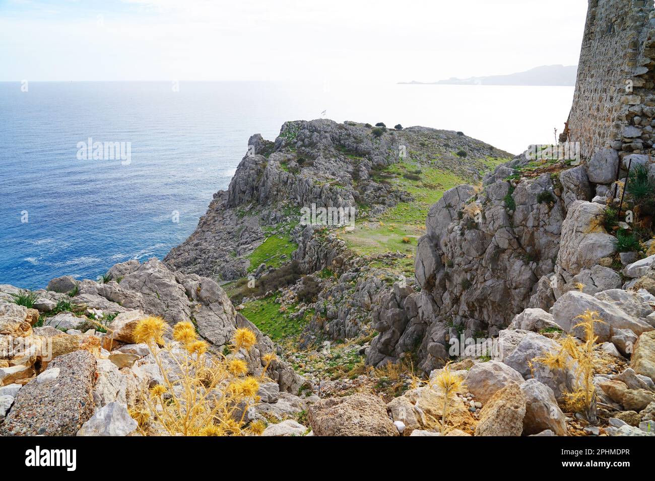 Seashore Sea Beach in Rhodes Island in Greece, turquoise water ...