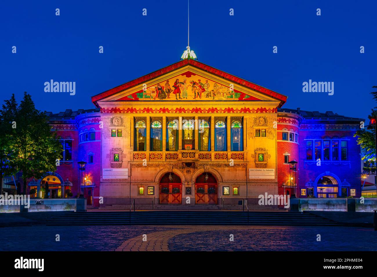 Night view of Aarhus theatre in Denmark Stock Photo - Alamy