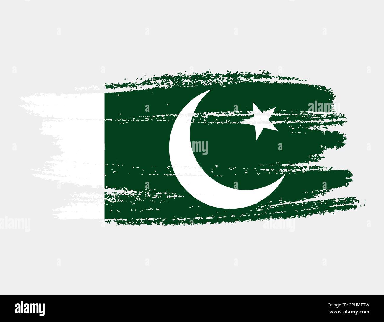 Artistic grunge brush flag of Pakistan isolated on white background ...