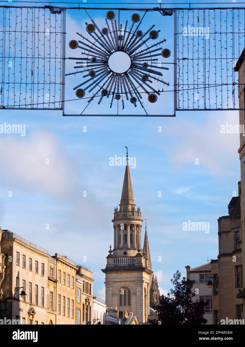 Looking up from Oxford High Street, we see this strange juxtaposition ...