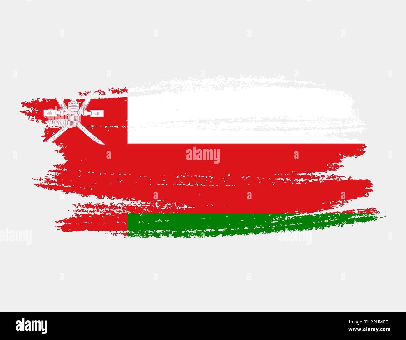 Artistic grunge brush flag of Oman isolated on white background ...