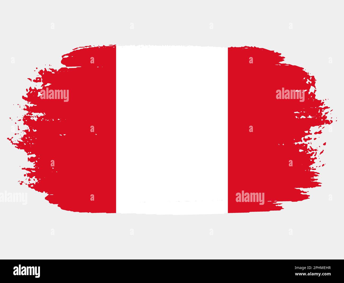 Artistic grunge brush flag of Peru isolated on white background. Elegant texture of national ...