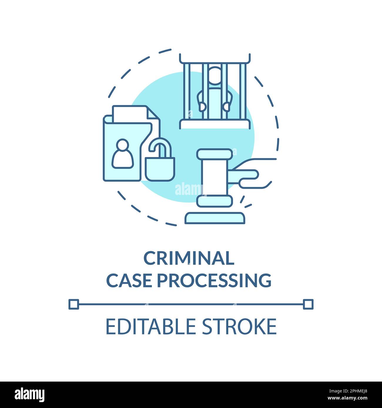 Criminal case processing blue concept icon Stock Vector Image & Art - Alamy