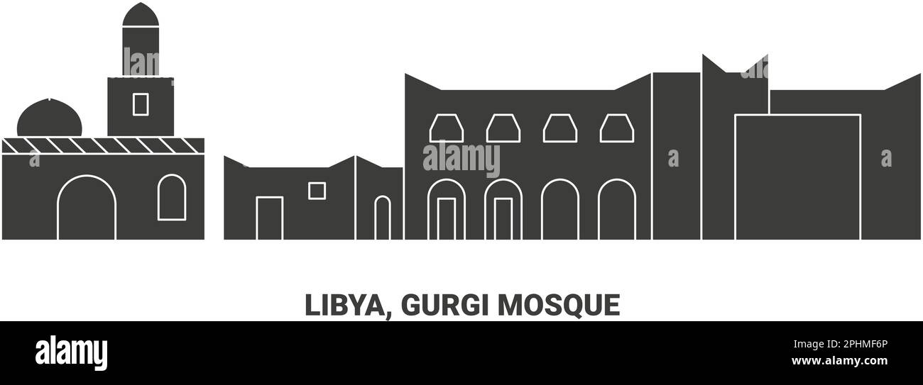 Libya, Gurgi Mosque, travel landmark vector illustration Stock Vector ...