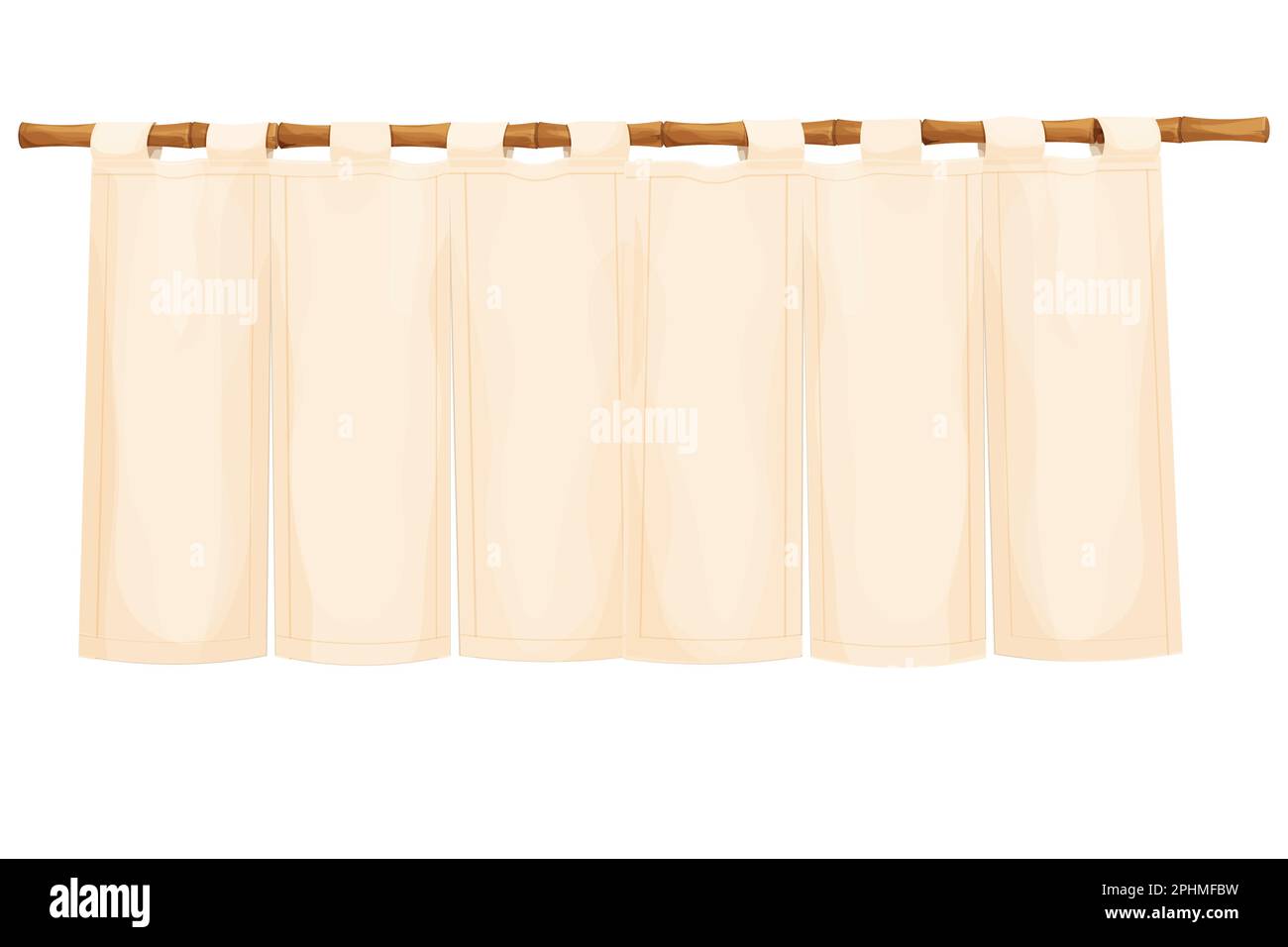 Traditional japan curtain on bamboo stick in cartoon style isolated on ...