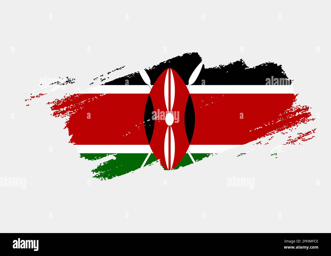 Artistic grunge brush flag of Kenya isolated on white background ...