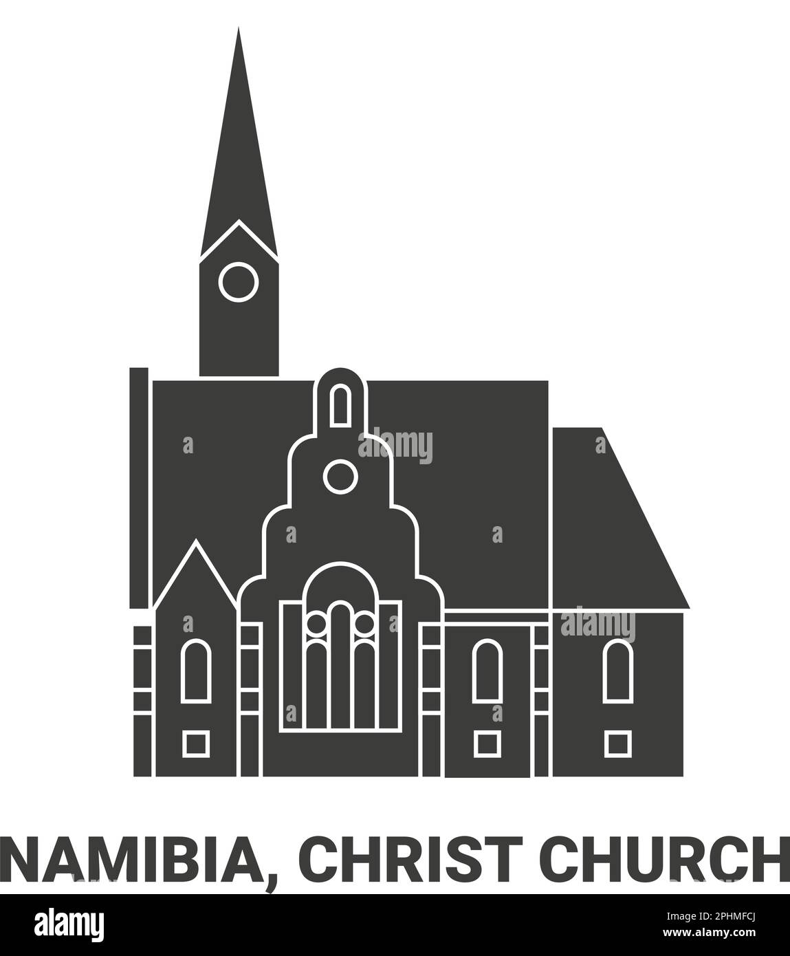 Namibia, Christ Church, travel landmark vector illustration Stock ...